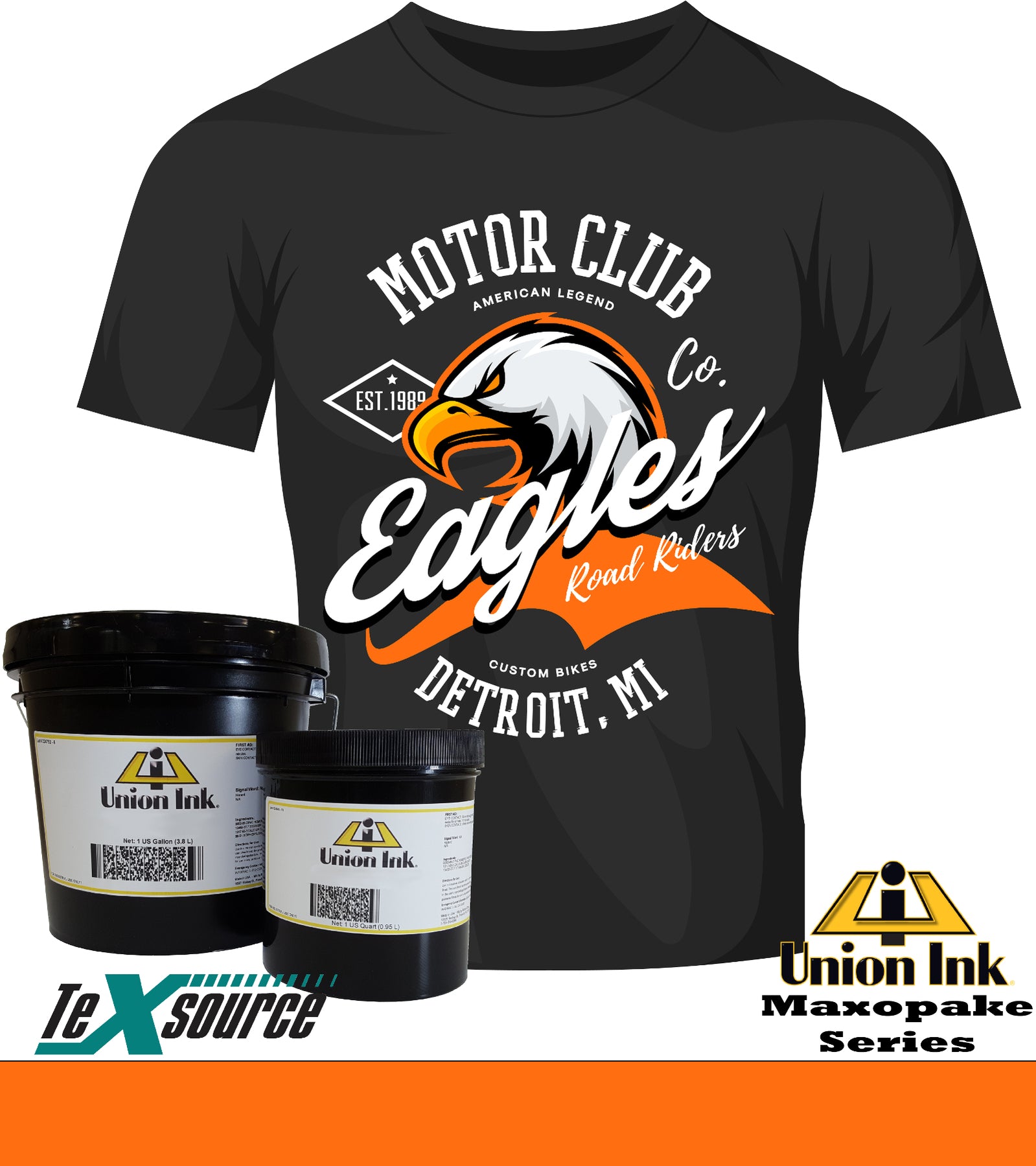 Union Maxopake Ink - Orange | Screen Printing Ink — Texsource Screen ...